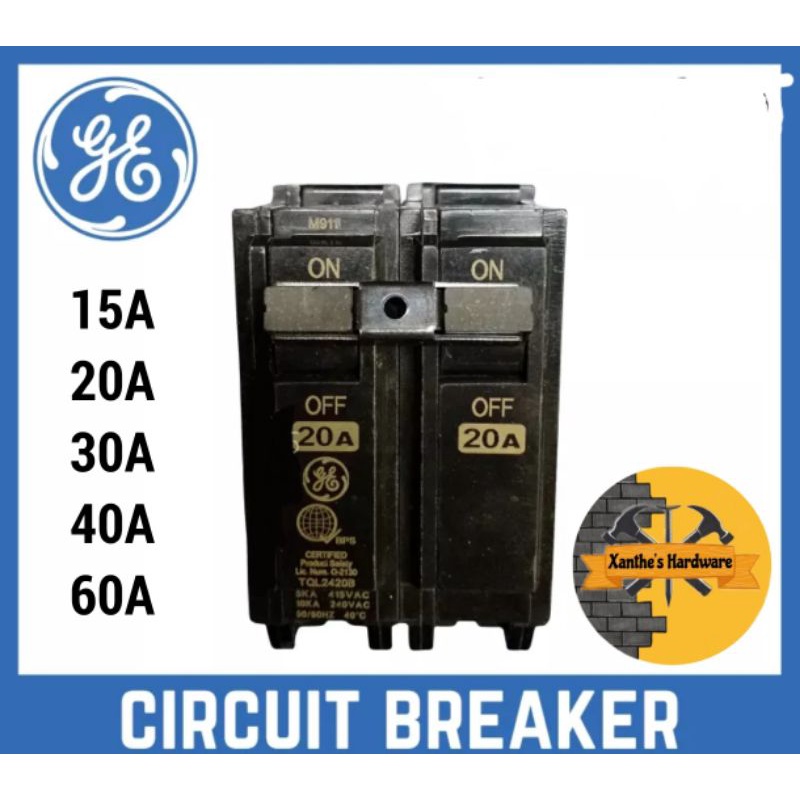 GE Circuit Breaker 2 Pole (Plug in) 15A, 20A, 30A, 40A & 60A | Shopee ...
