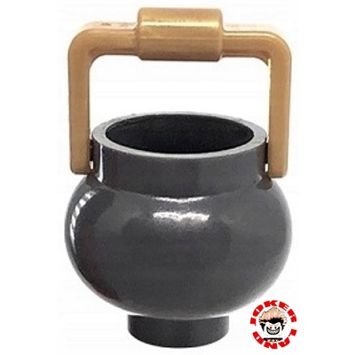 LEGO PART 98374 + 95344 - UTENSIL POT SMALL (PEARL DARK GRAY) w HANDLE ...