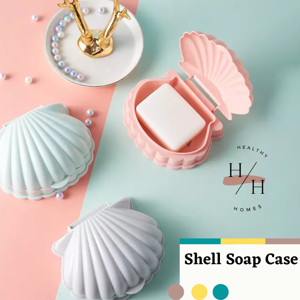 Healthyhomes Cute Shell Soap Box – Sabon Case Holder with Drain | Keep ...