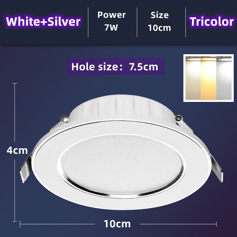 Tricolor Dimming LED Downlight 5W/7W/9W/12W Ceiling Light /Recessed ...