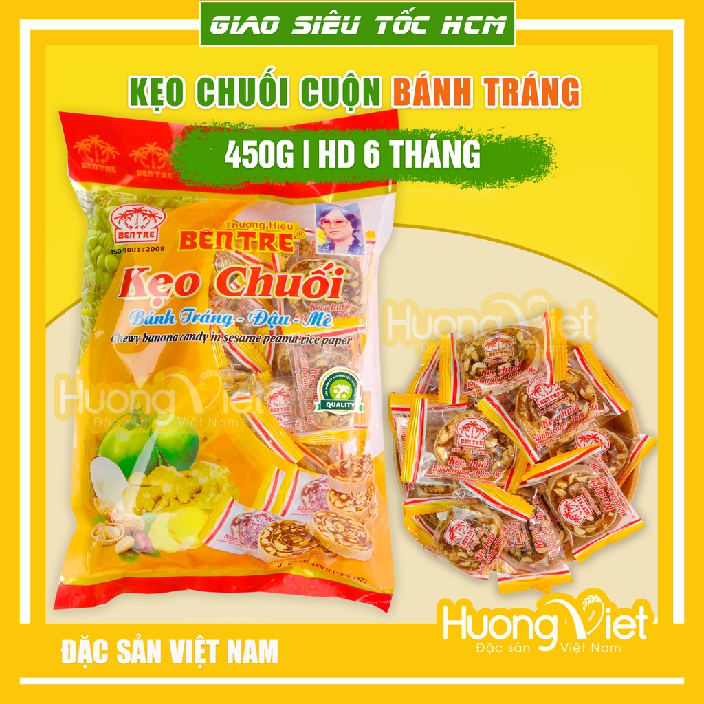 Banana candy rolled with Ben Tre rice paper 450g, banana candy rolled ...