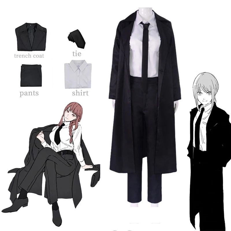 Anime Chainsaw Makima Uniform Suit Cosplay Costume Trench Coat Cosplay ...