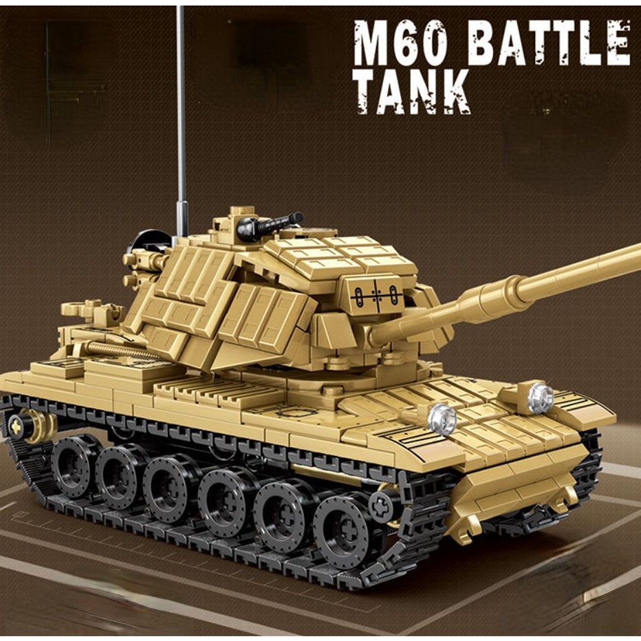 602PCS MOC WW2 M60 Patton Main Battle Tank Figure Model Toy Building ...