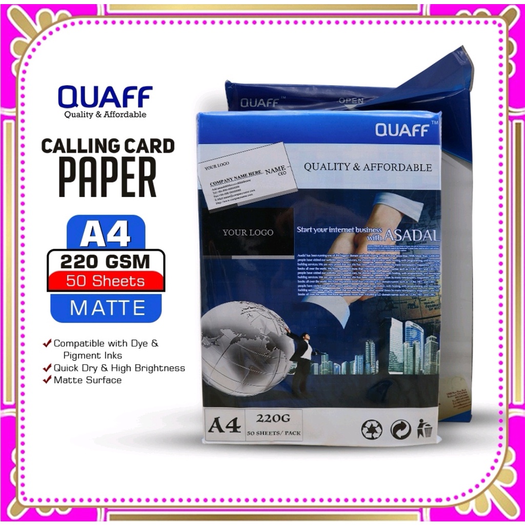 A4 Size QUAFF Double Sided Matte Calling Card Paper (50sheets / pack ...