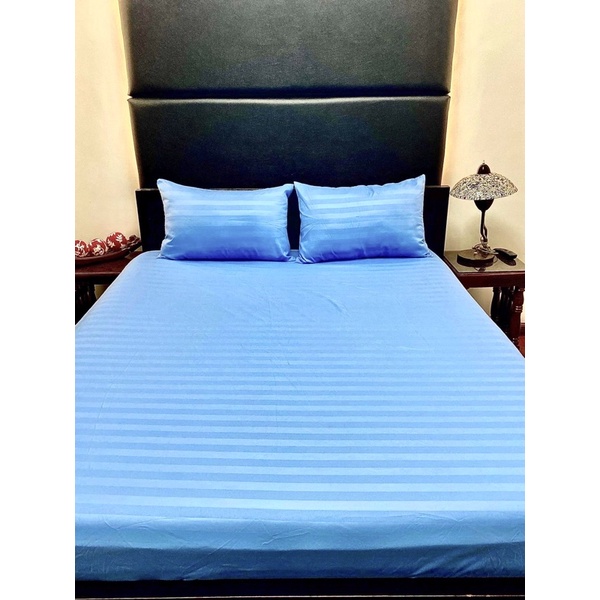 3in1 Fully Garterized Plain Canadian Cotton Bedsheet (Stripe Embosed ...