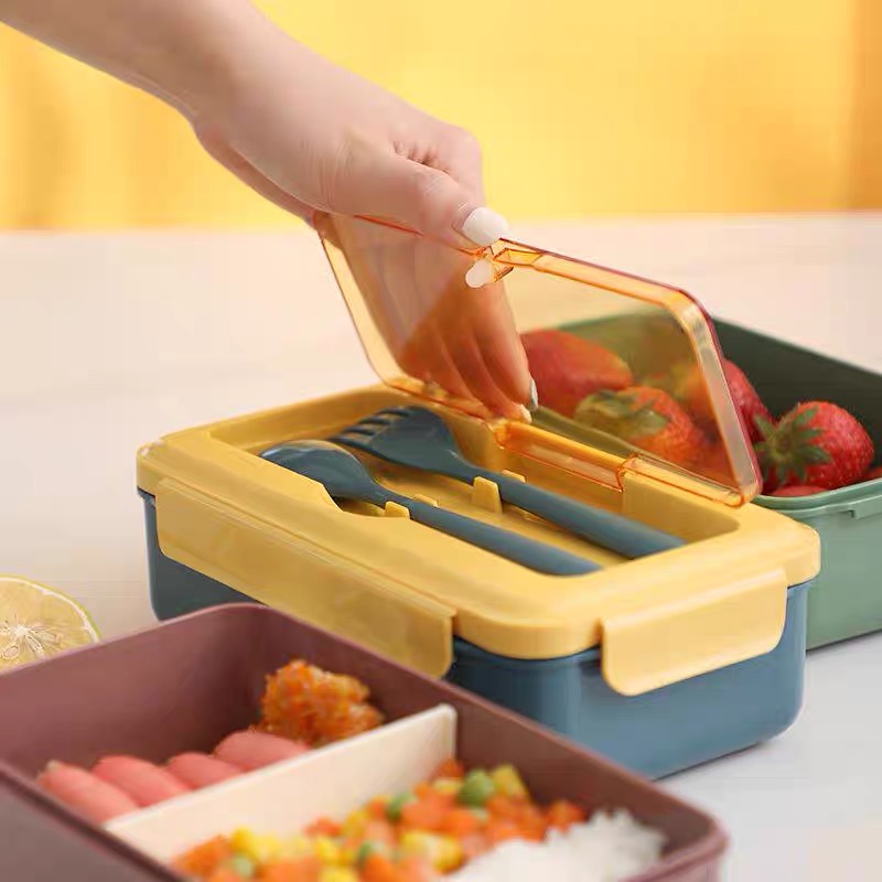 NEUCHI Lunch Box Microwavable Divided Lunch Box Large-Capacity Office ...