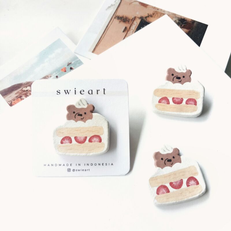 Bakery and Bear Handmade Air Dry Clay Pins with Glossy Finish | Brooch ...