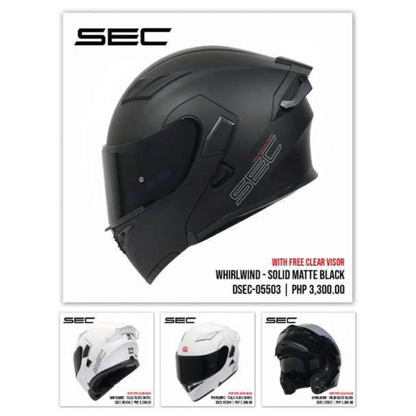 SEC Whirlwind Modular dual Visor helmet Free lens | Shopee Philippines