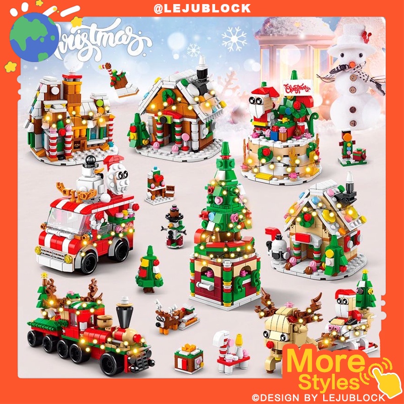 Santa Claus Building Blocks Gingerbread House nano block Sleigh Car ...