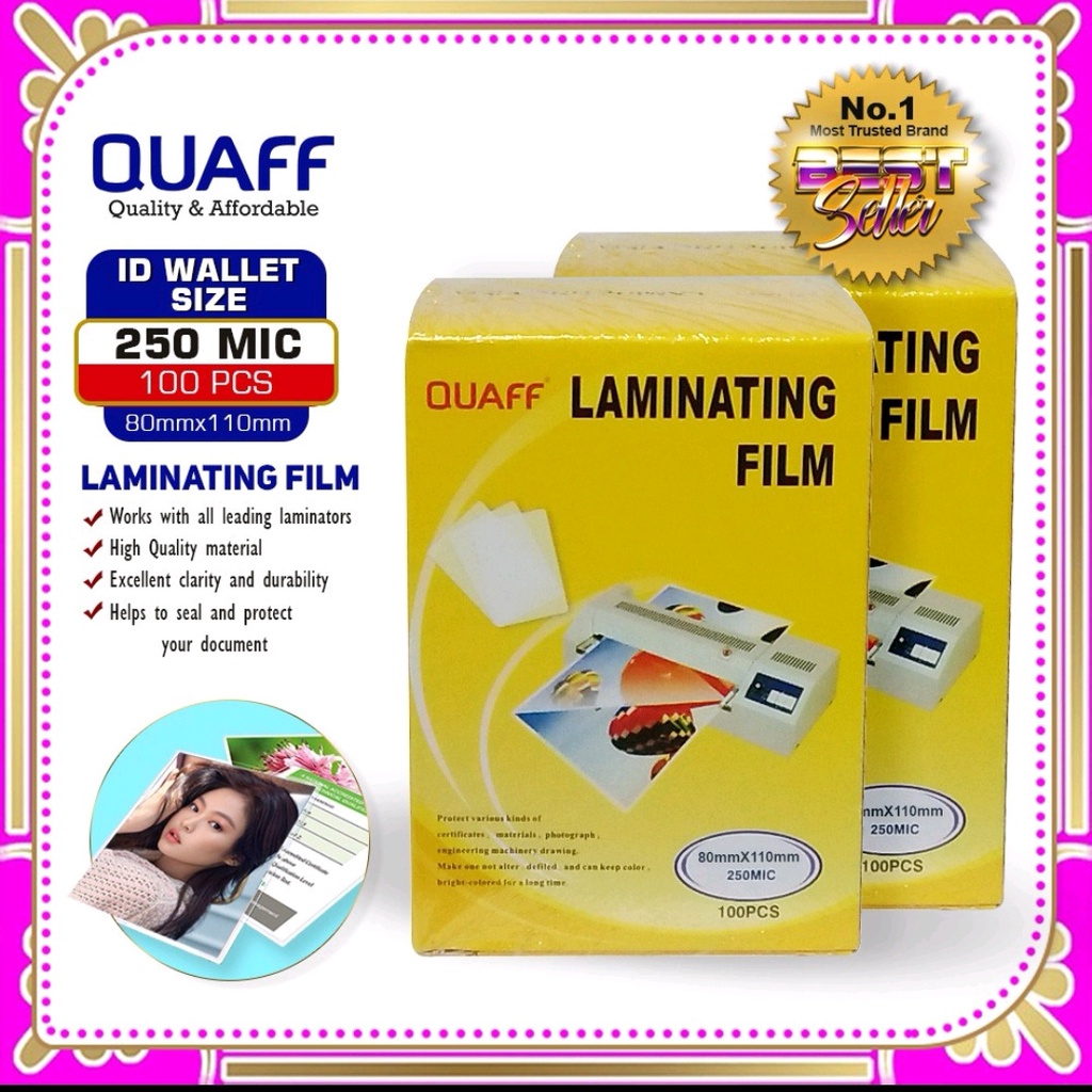 QUAFF Laminating Film ID Size 65x95mm || 80x110 || 70x100 [125 Microns ...