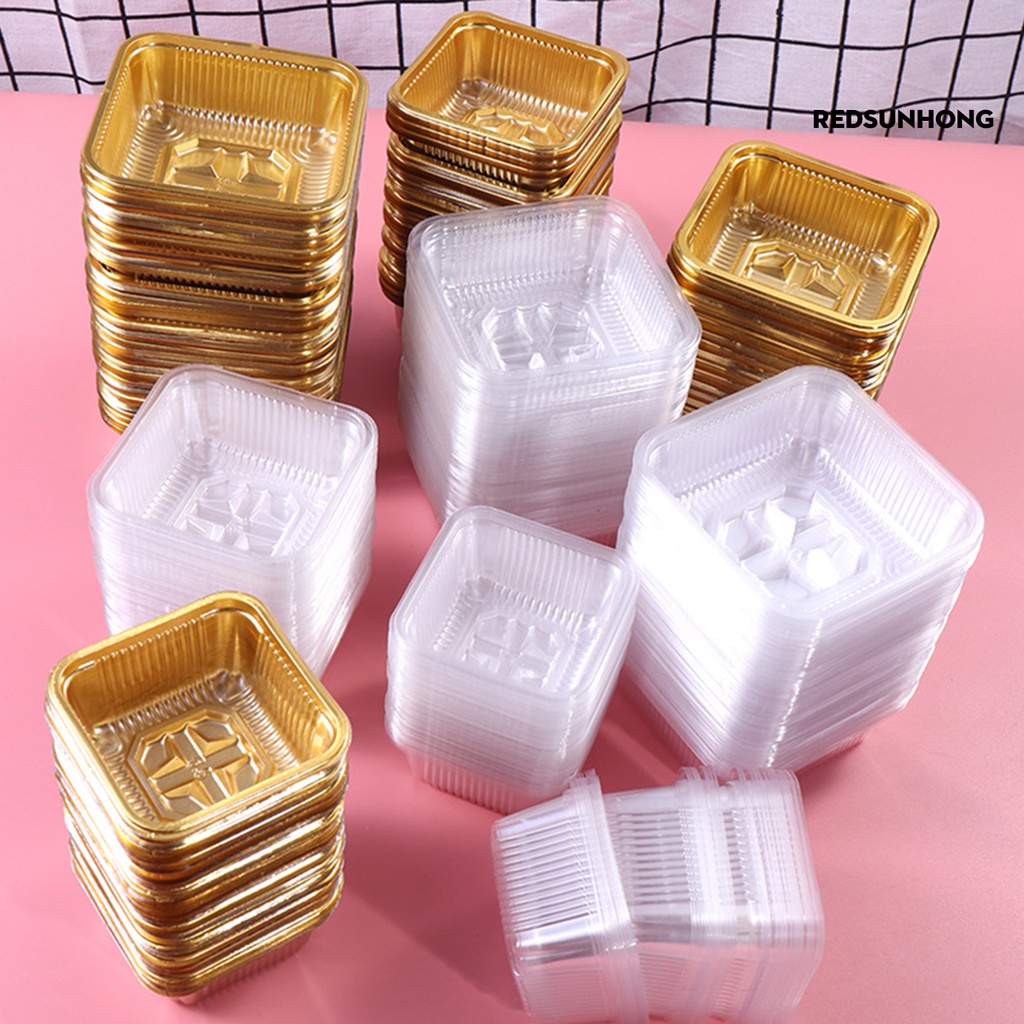 COD 100Pcs Packing Box Portable Safe Square Shape Plastic Moon Cake ...