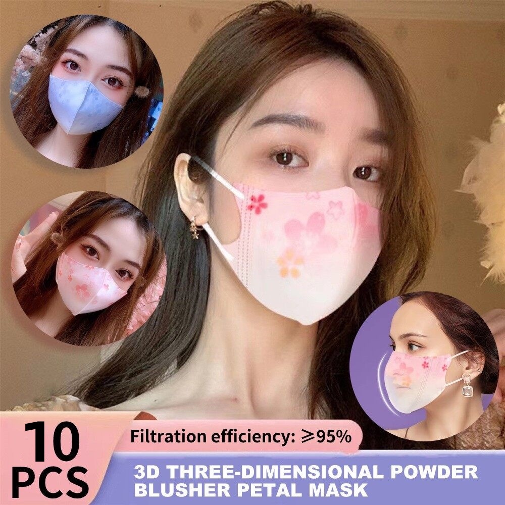 50pcs Cherry Blossom Print Mask 3D Stereo Cherry Blossom Pink Gradient ...