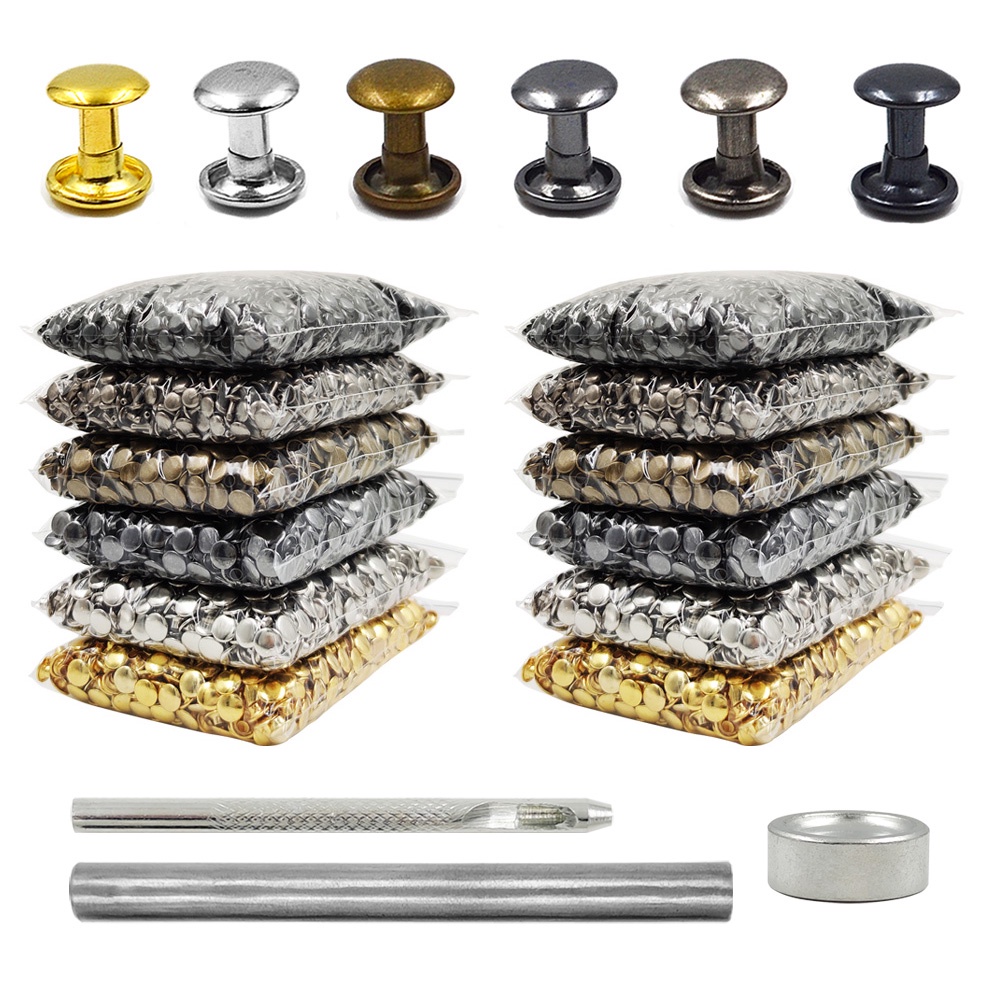 100Sets 5-10mm Metal Double Cap Rivets Stud Rivet Button Round Nail ...