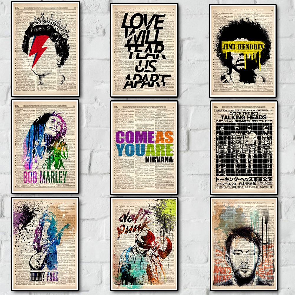 Music on Dictionary Poster Retro Kraft Paper Art Deco Poster Bedroom ...