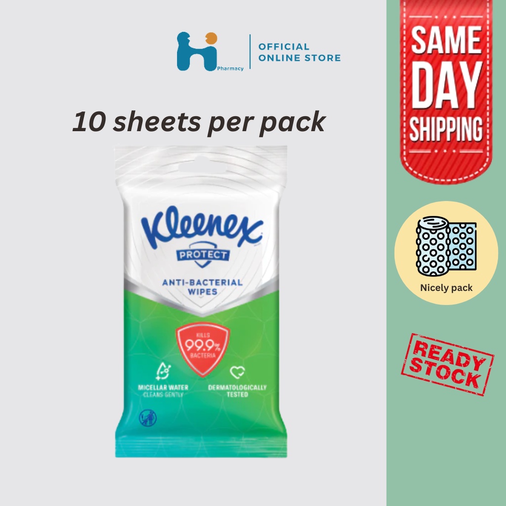 Kleenex Protect Anti-bacterial Wipes Wet tissue (10's/30's) | Shopee ...