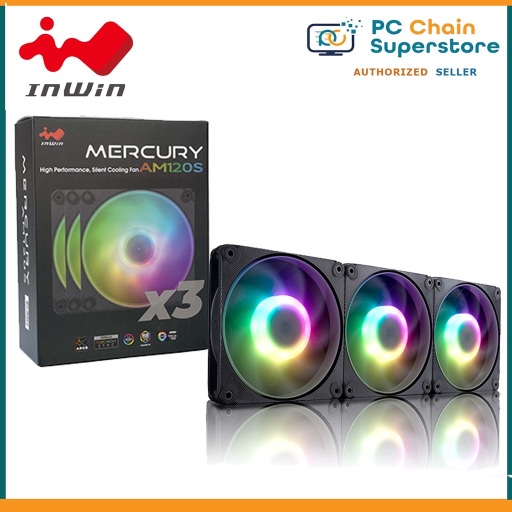 Inwin Mercury AM120S 3-Pack 120mm ARGB Case Cooling Fan - Silent and ...