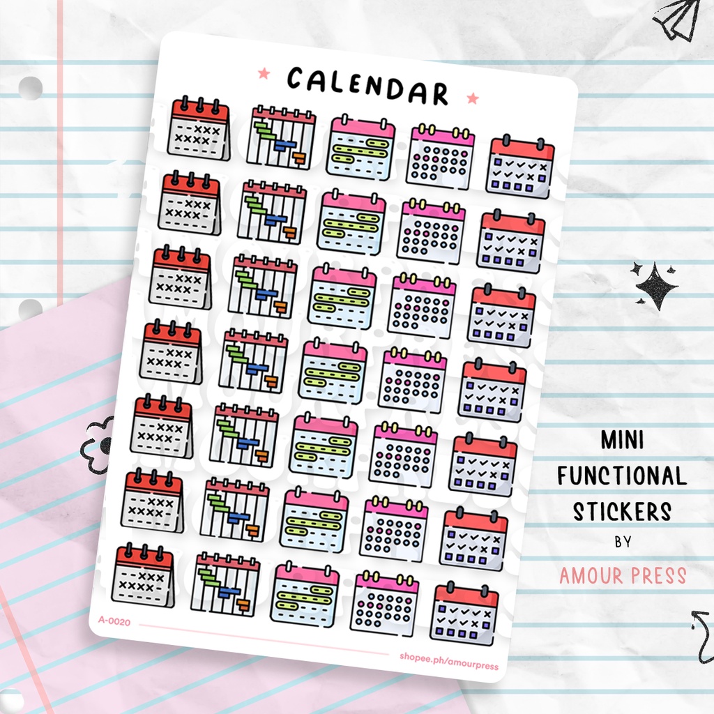 Calendar Journal - Mini Functional Journal Stickers / Mini Deco Sticker ...
