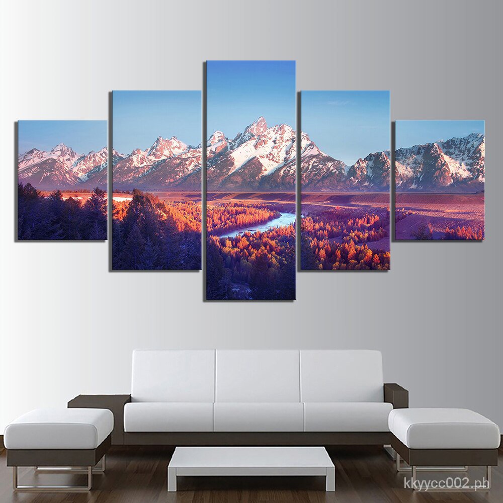 Beautiful Scenery Mountains Modular HD Printed 5 Panel Posters Home ...