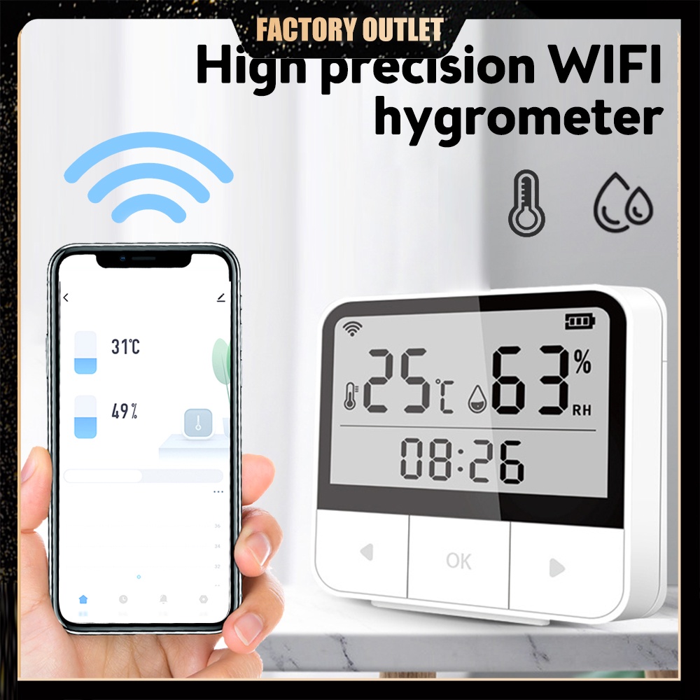 WiFi Smart Temperature Humidity Sensor Meter Hygrometer Thermometer ...