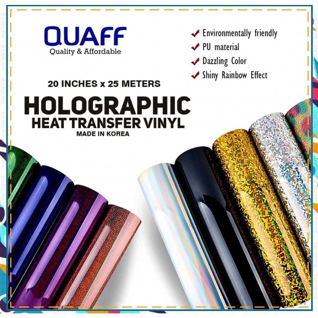(5 METER) 20inches QUAFF Hologram Heat Transfer Cuttable Vinyl for T ...