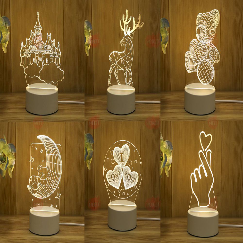 3D Lamp Acrylic USB LED Night Lights Neon Sign Lamp Xmas Christmas ...