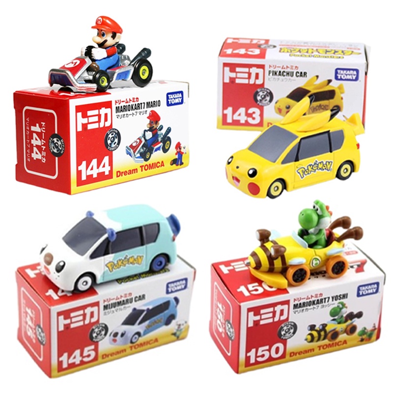 TOMY Anime Pokemon Car Figures Toy Pikachu 145 Super Mario 144 Alloy ...