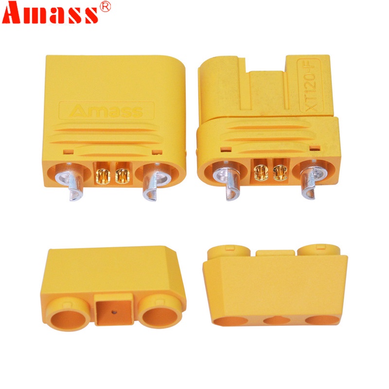 1 Pair Amass XT120 (2+2) 60A Large Current Lipo Battery Connector Male Female Sheathed Plug with ...