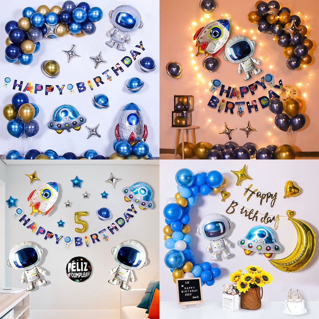 Outer Space Astronaut Rocket Galaxy Theme Banner Children's Birthday ...