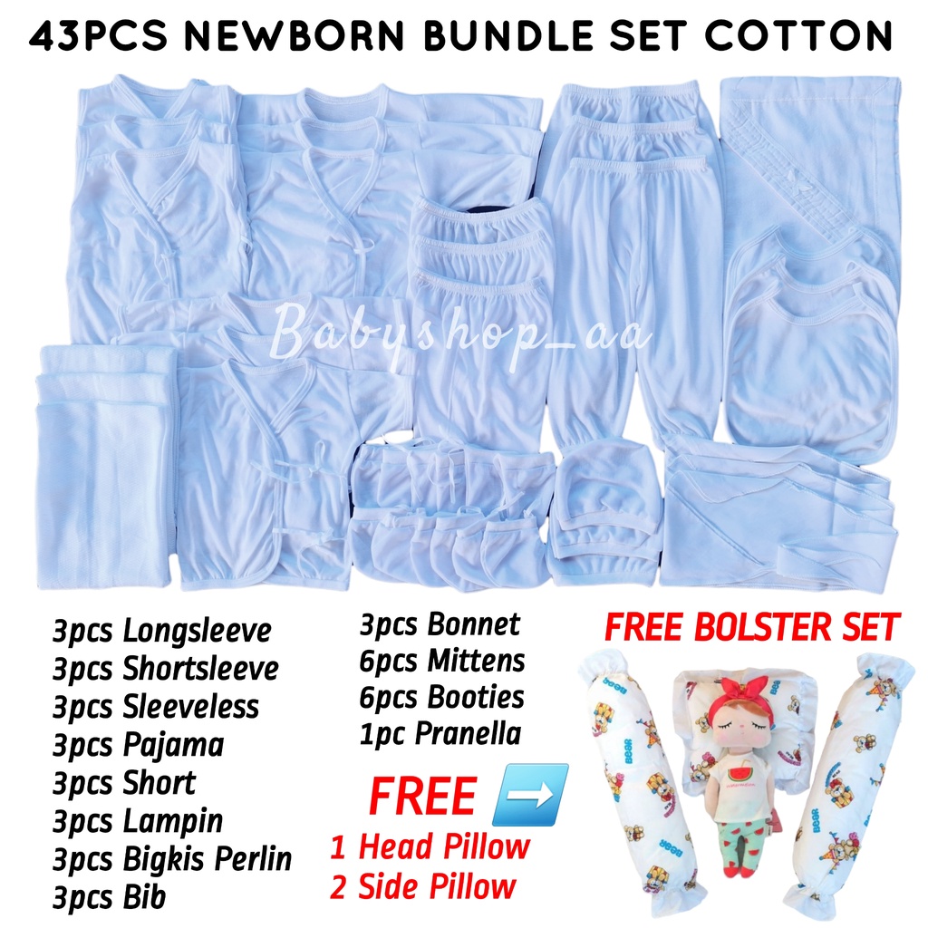 43pcs Newborn Bundle Semi Cotton Set With Free Bolster Set | Shopee ...