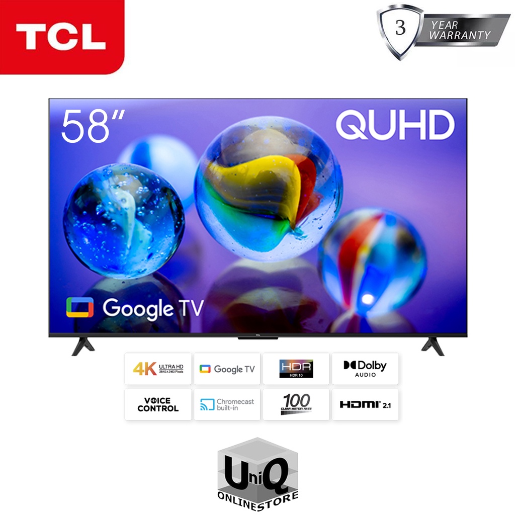 TCL 58P635 QUHD 4K GOOGLE TV, 4K Ultra HD, HDR10, Google Assistant / Works with Alexa, 100 CMR ...