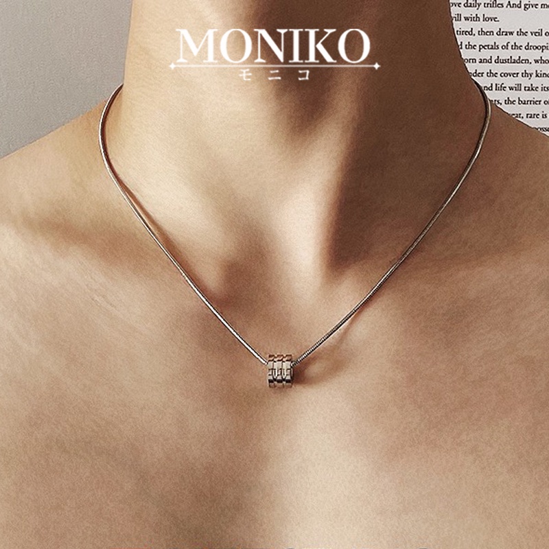 MONIKO Original Design Silver Small Cylinder Titanium Steel Necklace ...