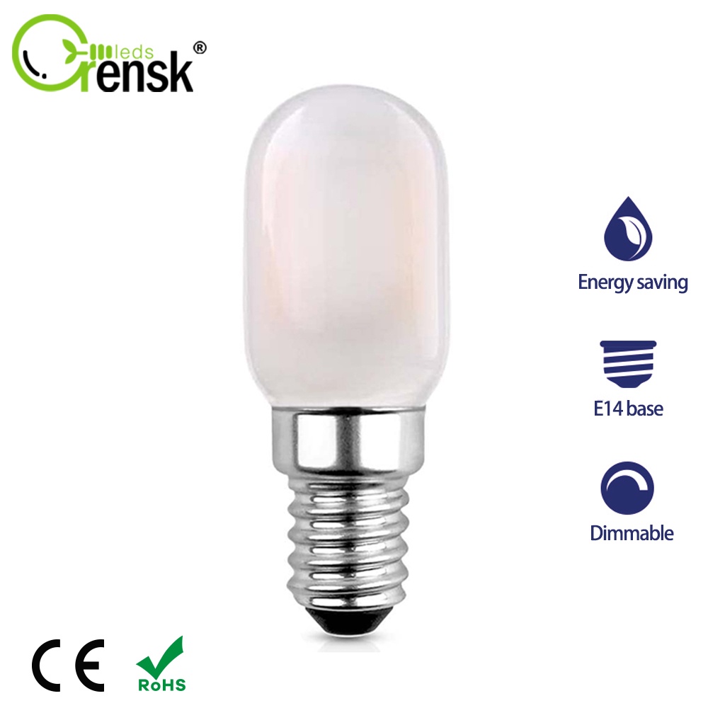 Refrigerator Lamp LED Mini E14 Light Bulbs Vintage 1W T22 Frosted Glass Filament Bulb 2700K Warm ...