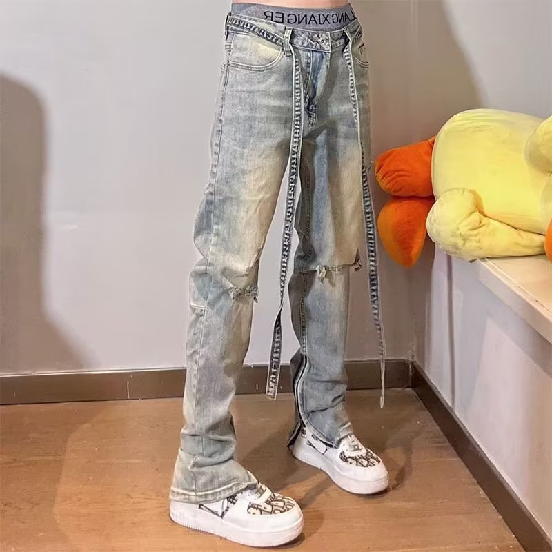 ☆CPEIC☆【S-3XL】Ripped Jeans Unisex Fashion Slim Jeans Youth High-end ...