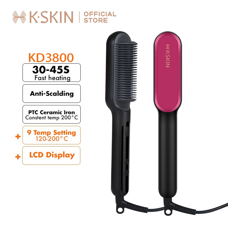 K.SKIN hair straightener comb iron Hair straightener wired brush hair straightener KD380 ...