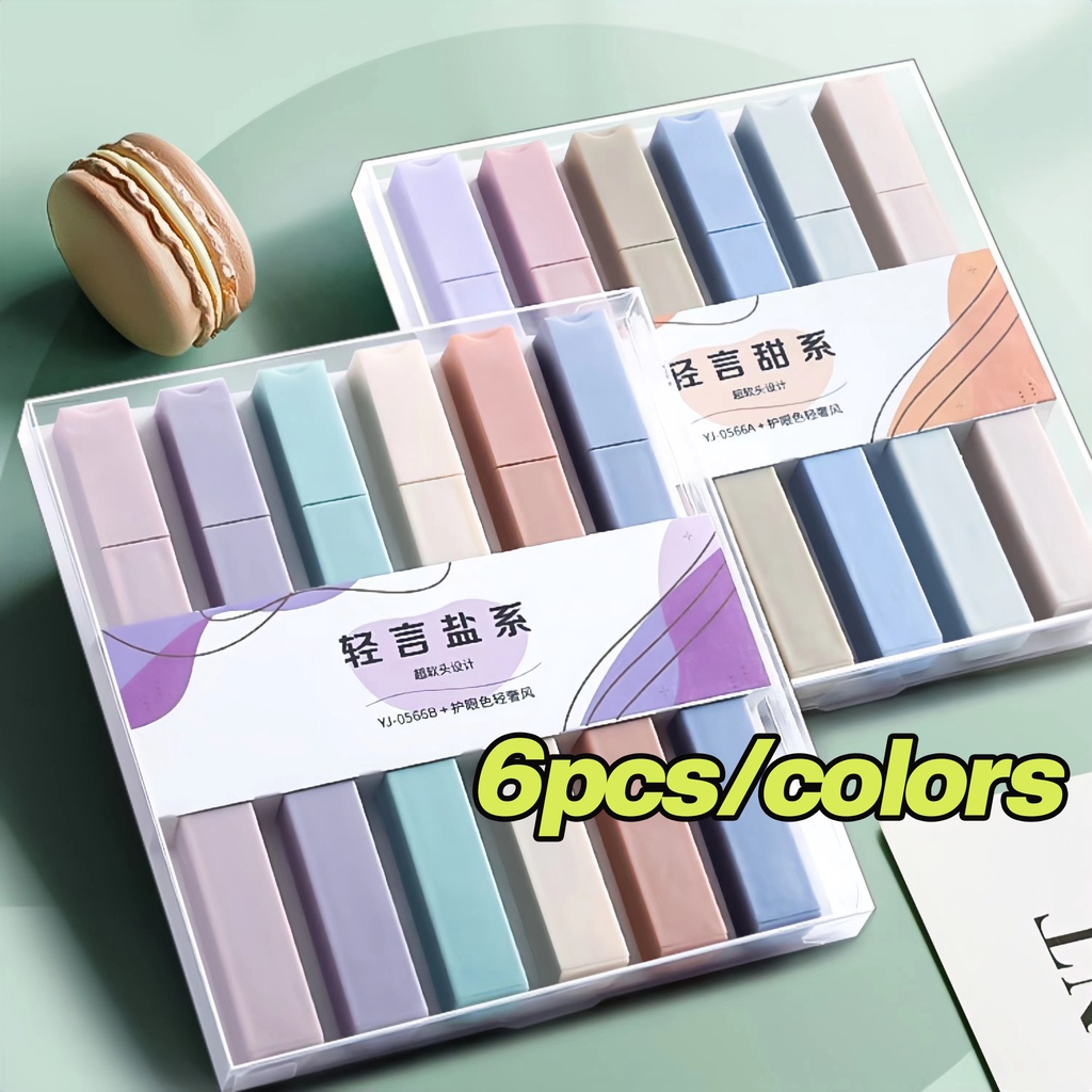 6 Colors/set Macaron Highlighter Pens Marker Candy Color Pens Gel Pens ...