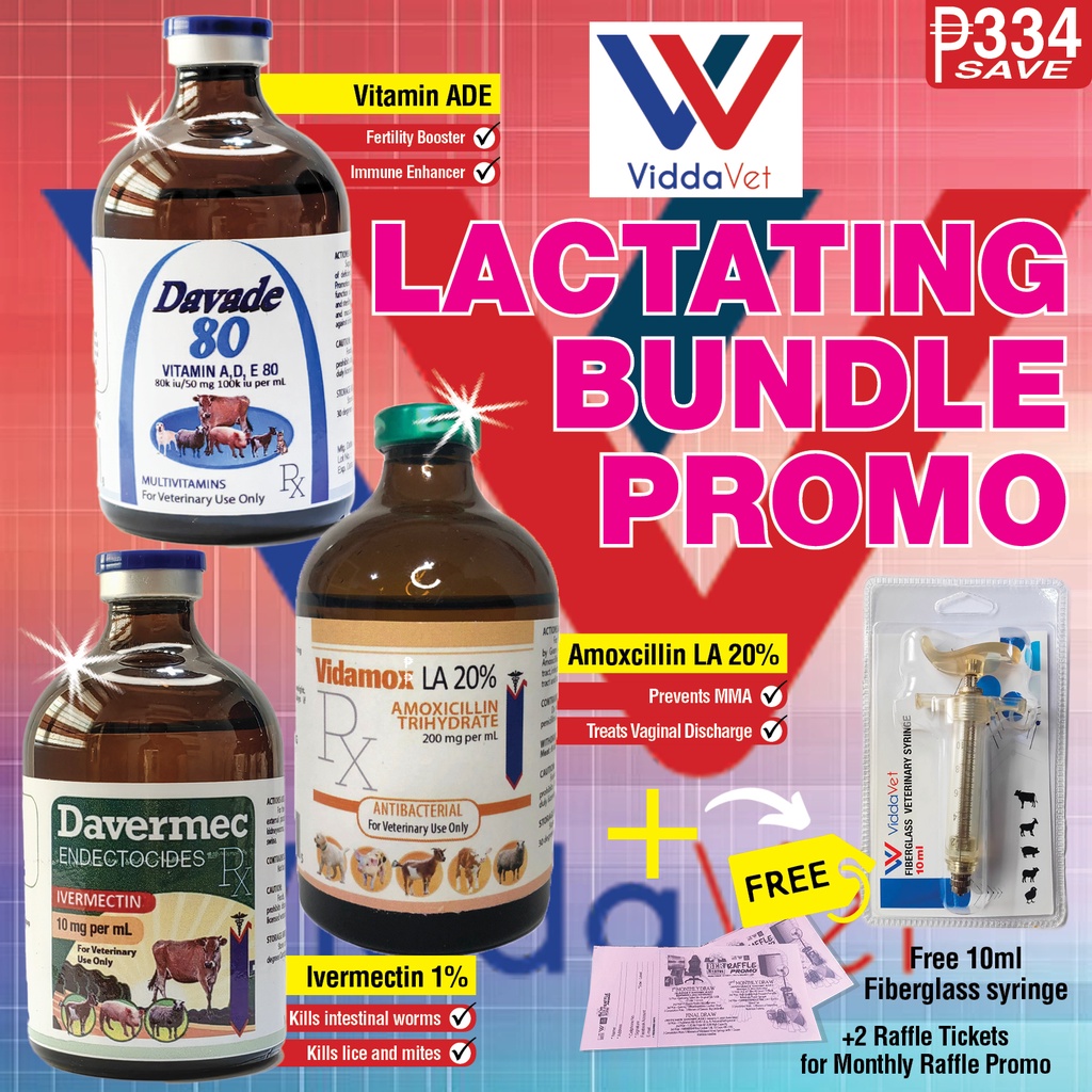Viddavet Lactating Pig Bundle Promo 100 ml Davade80 Vidamox LA Davermec ...
