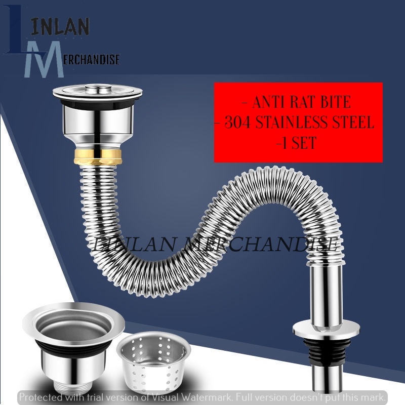 1 PC Stainless Steel Drain pipe Single Strainer for Kitchen single Sink ...