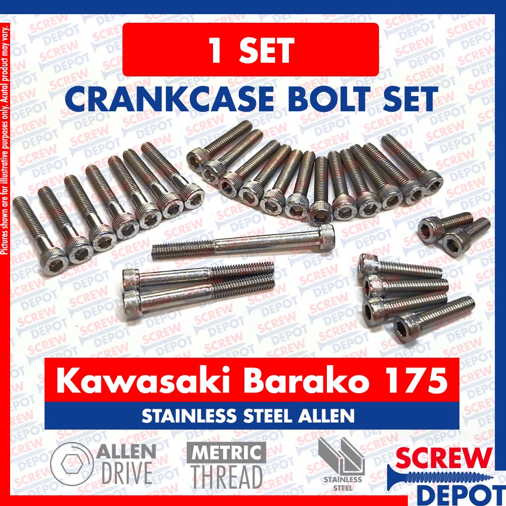 1SET Crankcase Bolt Set for Kawasaki Baraki 175 ( Screw Depot ...