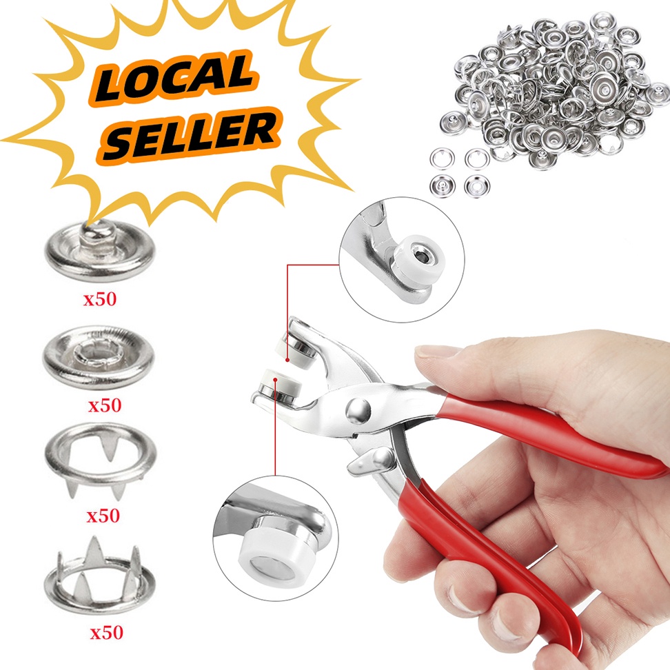 9.5mm Metal Sewing Prong Rings Snap Stud Button Pliers Fastener Fixing ...