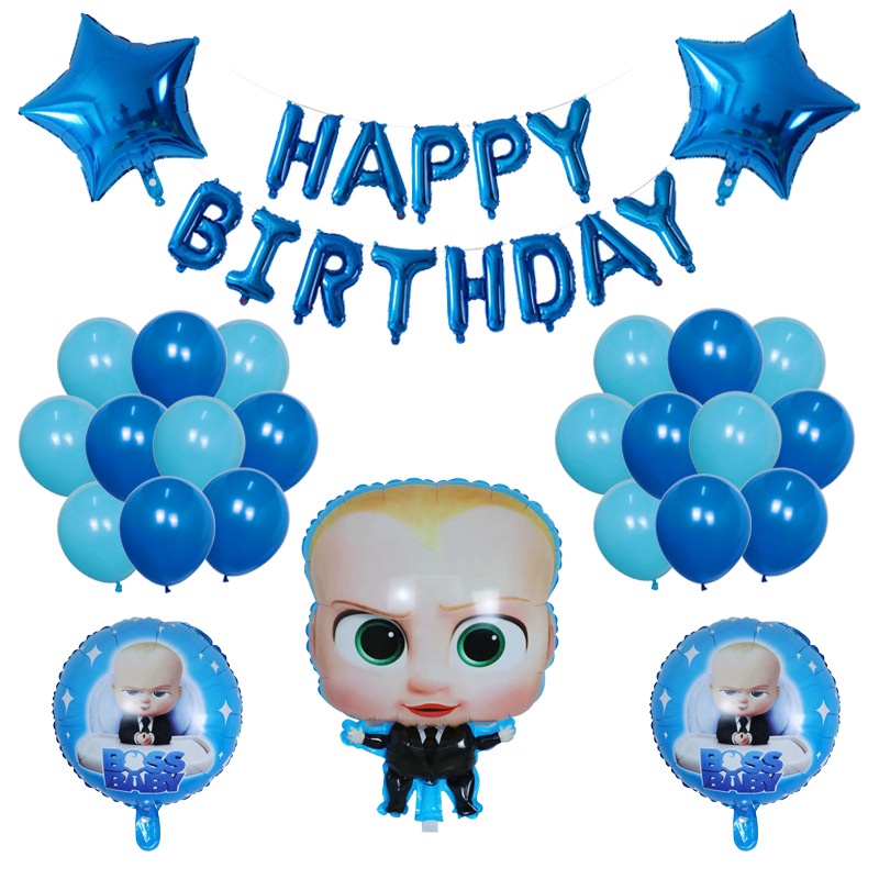 Boss Baby Theme Happy Birthday Balloon Set Birthday Party Baby Boss ...