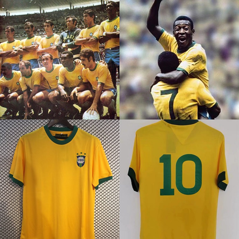 1970 World Cup Brazilian Team Vintage Jersey No. 10 Pele Football ...