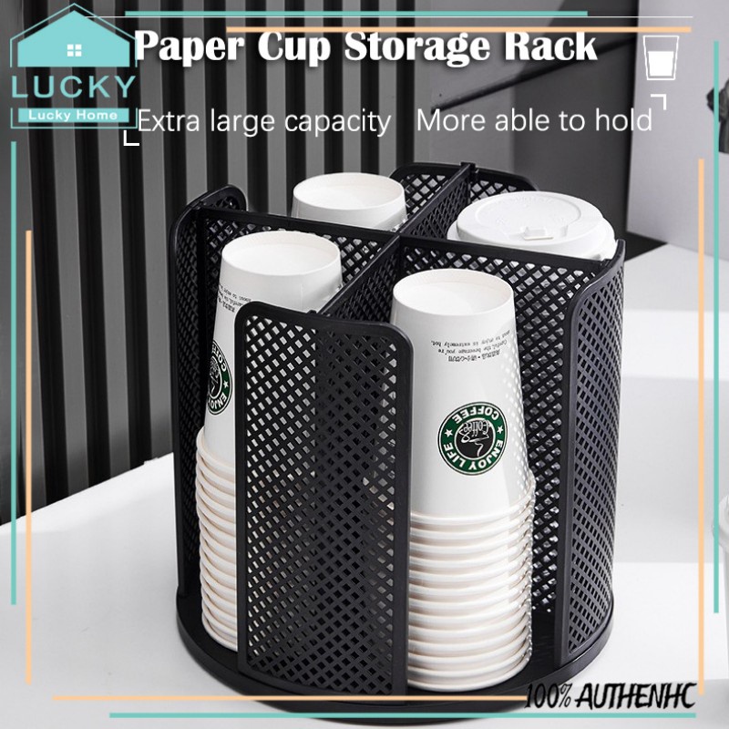 Desktop Rotary Grid Paper Cup Holder Multifunctional Storage Rack ...