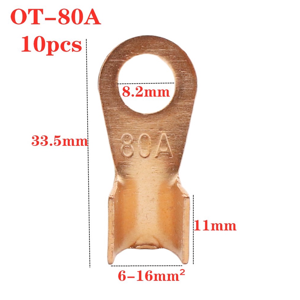 OT Copper Open Lugs 10A~250A Copper Open Connecting Nose Cable Wire ...