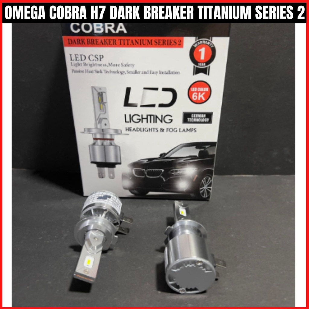 OMEGA COBRA H7 DARK BREAKER TITANIUM SERIES 2 LED CSP BULB LIGHT CAR ...