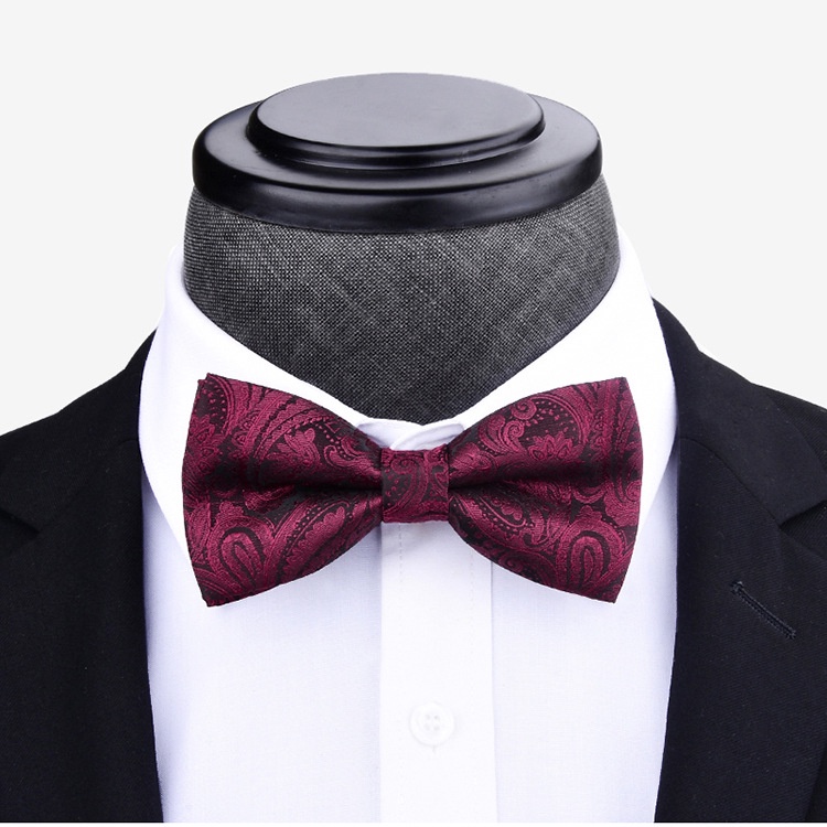 Men Formal Business Bow Tie Black Cashew Pattern Wine Red Wedding ...