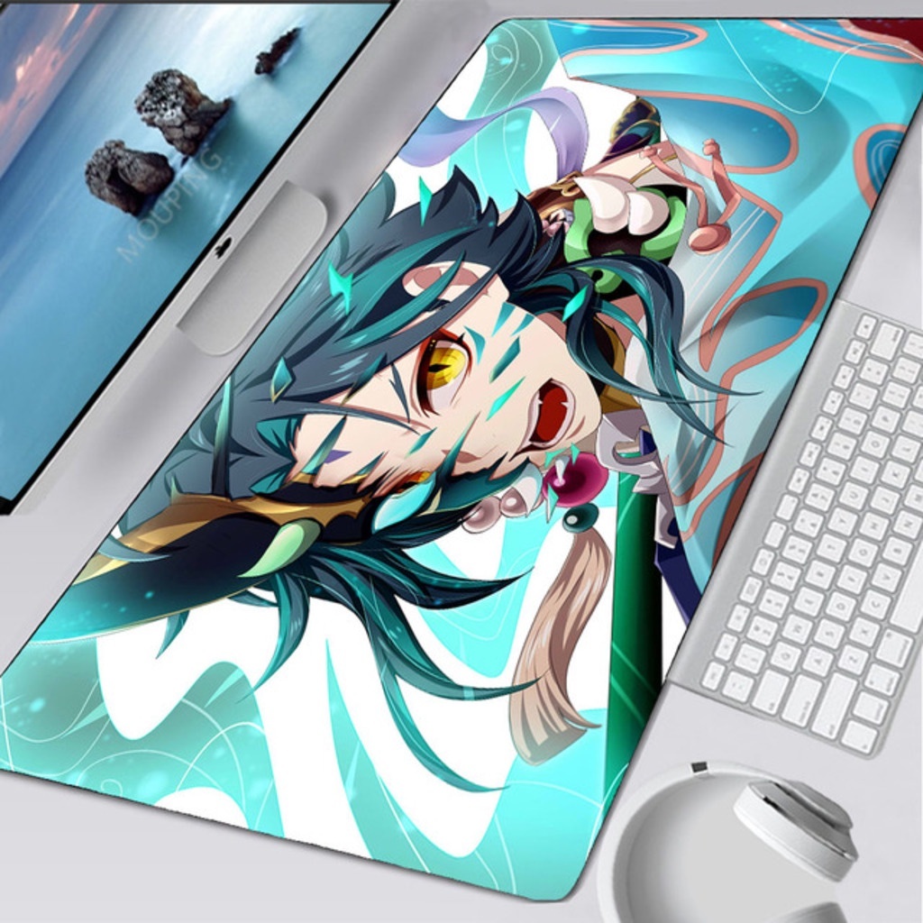 Genshin Impact Xiao Desk Pad Anime Mouse Mats Xxl Black Large Mouse Pad ...