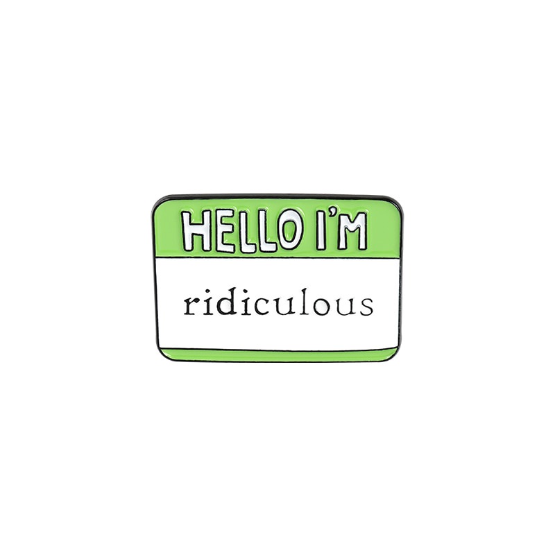 100 Styles Hello I'm Label Quotes Enamel Pins Brooches Trying Stressed ...