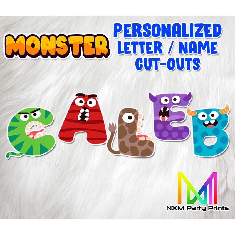 [1QTY = 1LETTER] MONSTER Name Letter Cutout Banner Backdrop diy party ...