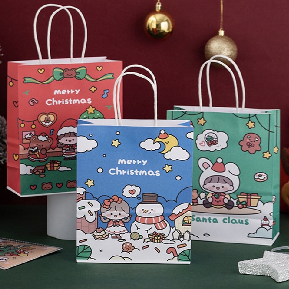 Cartoon CHRISTMAS PAPER BAG PAPERBAG Glitter CHRISTMAS Tote PAPER BAG ...