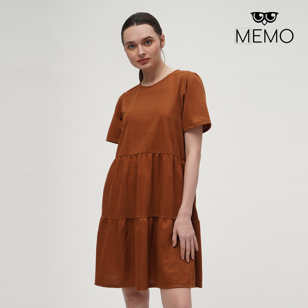 Memo Tiered Dress For Women (Brown) | Shopee Philippines
